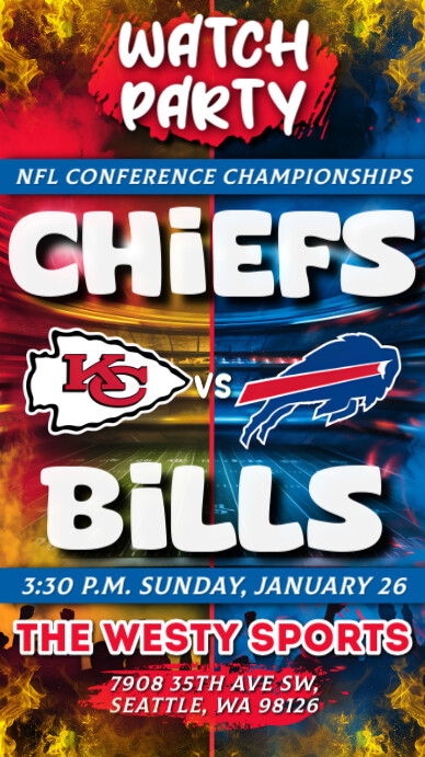 Chiefs Vs Bills NFL Watch Party Conference Championships Buffalo Bills ...