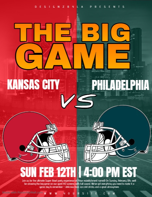 Plantilla de Chiefs Vs Eagles Super Bowl LVII Flyer (1) | PosterMyWall