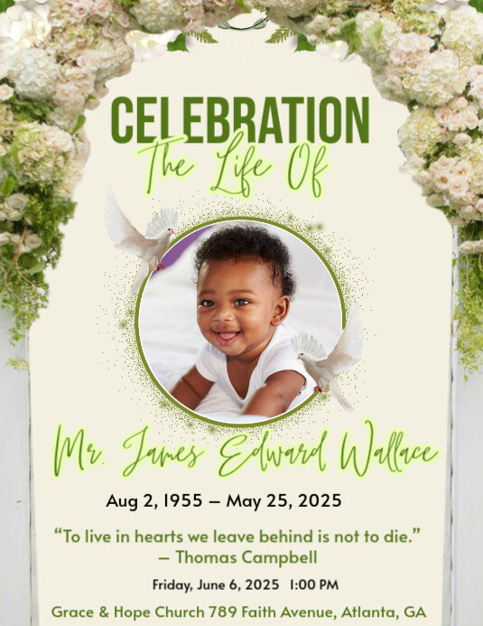 Copy of child funeral greeting card | PosterMyWall