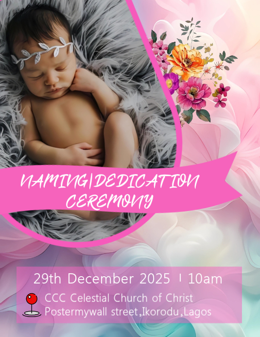 Child naming and dedication design template | PosterMyWall