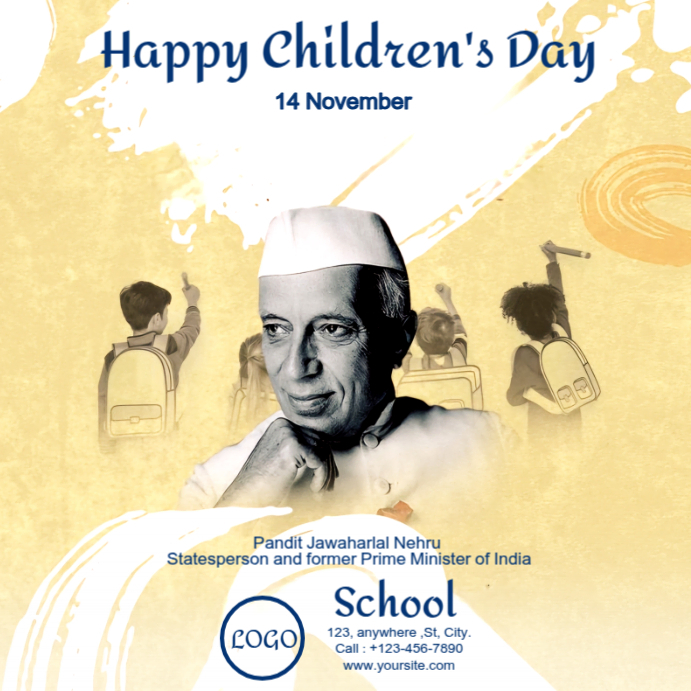Copy of Children's Day, Jawaharlal Nehru's birthday 14 November, free ...