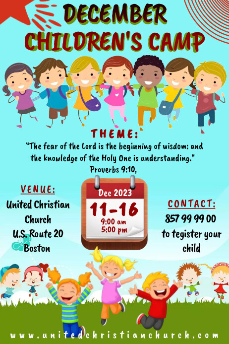 CHILDREN'S CAMP KIDS CHURCH EVENT FLYER Template | PosterMyWall