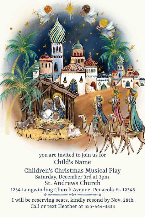 Children's Church Christmas Event Invitation Template | PosterMyWall