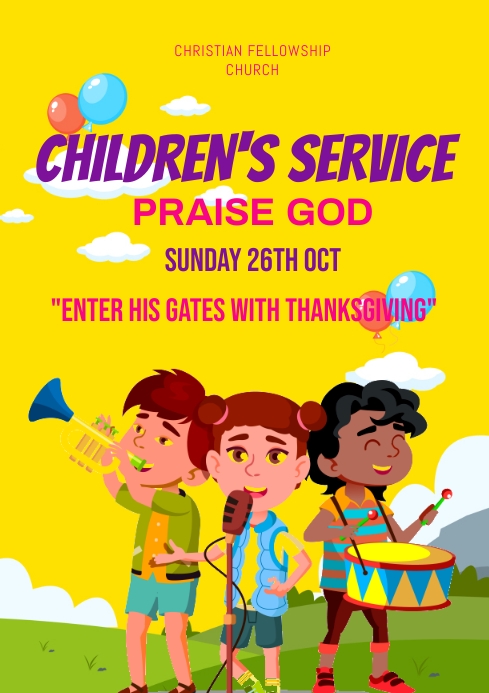 CHILDREN'S MINISTRY SERVICE Template | PosterMyWall