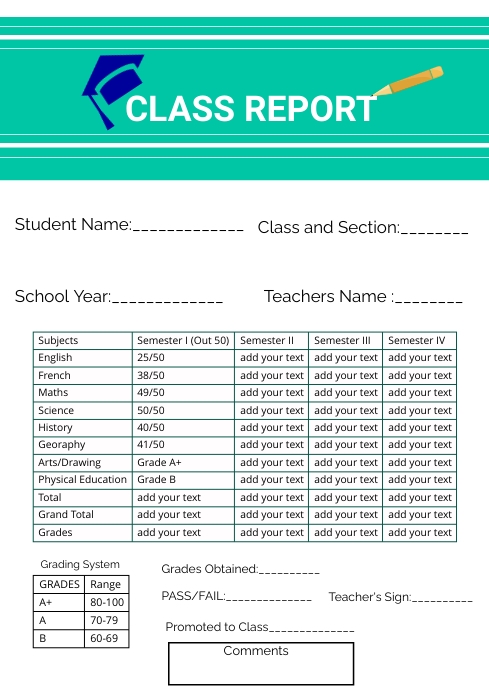Copy of Children's Report Card | PosterMyWall