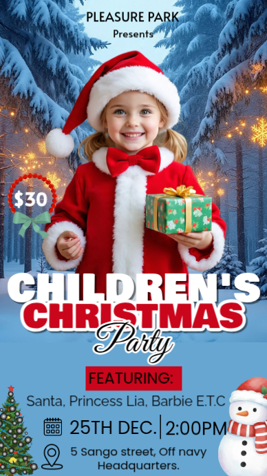 CHILDREN CHRISTMAS PARTY Template | PosterMyWall