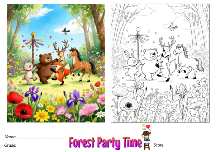 Children Coloring Sheet - Forest Party Template | PosterMyWall