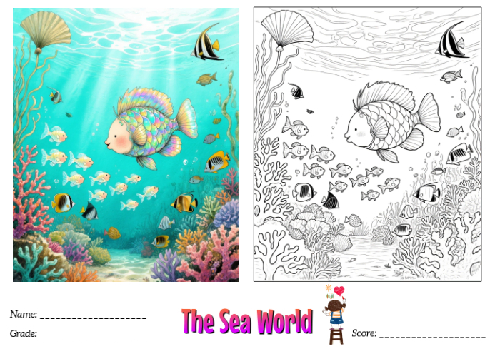 Children Coloring Sheet - The Sea World Template | PosterMyWall