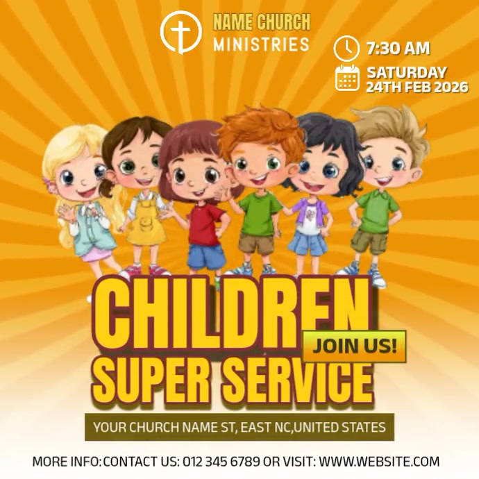Plantilla de Children Ministry Church Service Poster Fun Faith Based ...