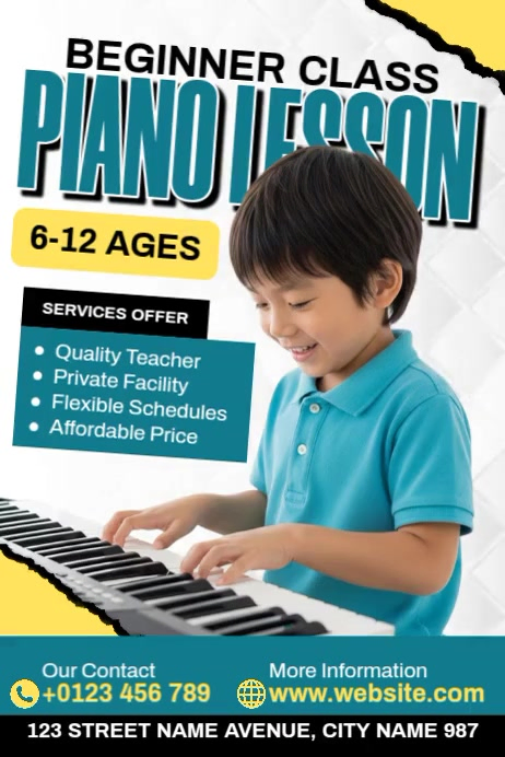Plantilla de Children Piano Lessons | PosterMyWall