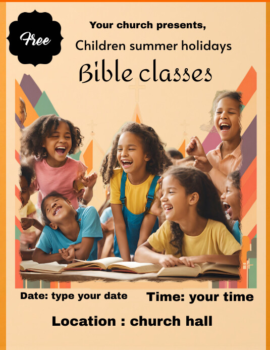 Children summer holidays Bible classes Template | PosterMyWall