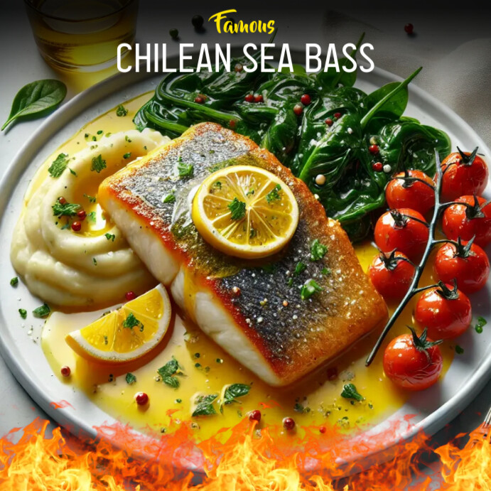 Plantilla de Chilean Sea Bass with Lemon Butter Sauce | PosterMyWall