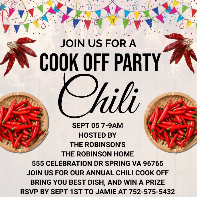 Chili Cook Off Party Flyer Templat | PosterMyWall