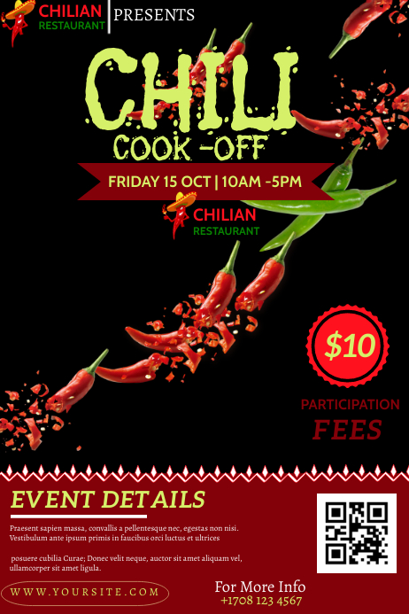 CHILI COOK-OFF POSTER Template | PosterMyWall