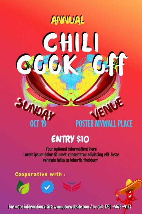 Chili Cook Off Poster Template | PosterMyWall
