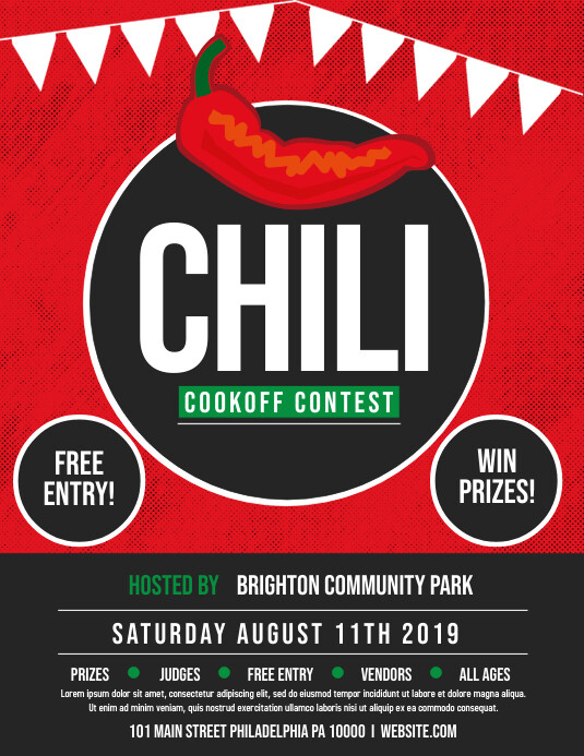 Red Chili Cook Off Contest Flyer Template | PosterMyWall