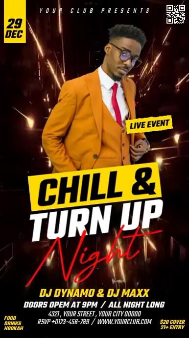 Chill & Turn up Night Template | PosterMyWall