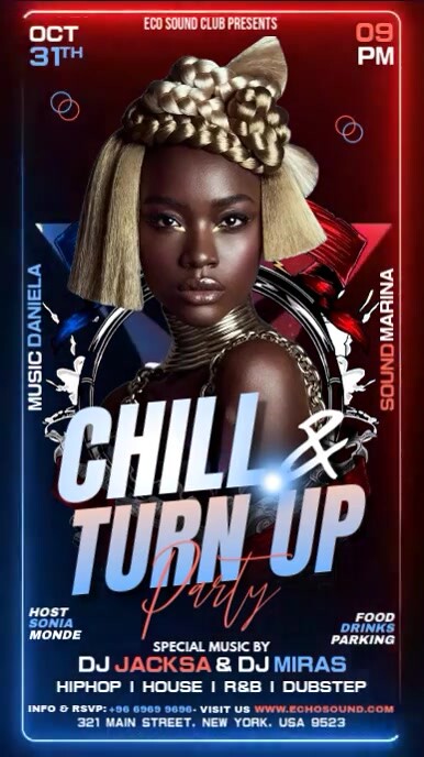 CHILL & TURN UP PARTY Template | PosterMyWall