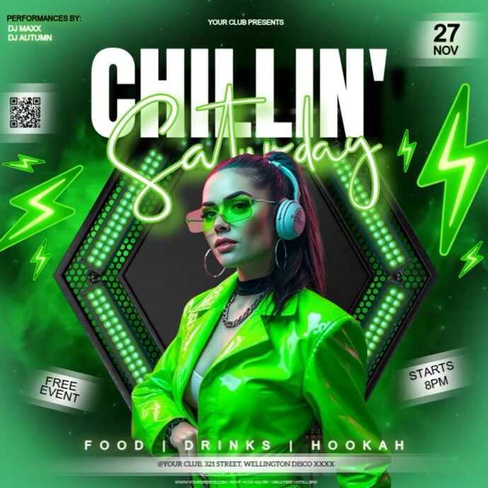 chill good vibes club party night event design template | PosterMyWall