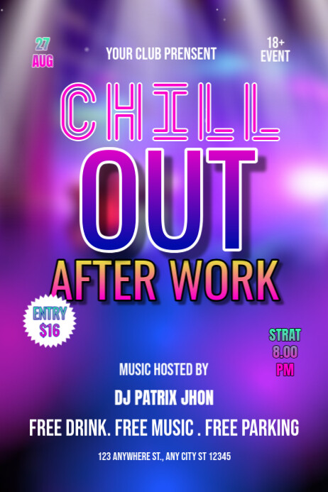 Chill out after work poster Template | PosterMyWall