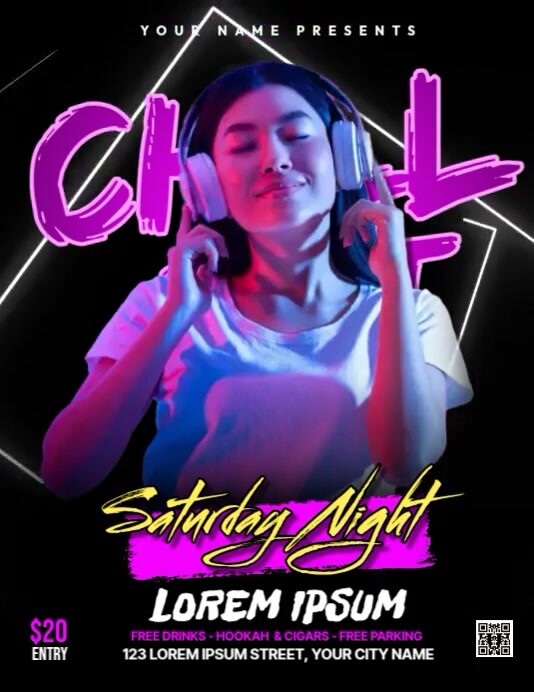 Chill Out Saturday Night Template | PosterMyWall