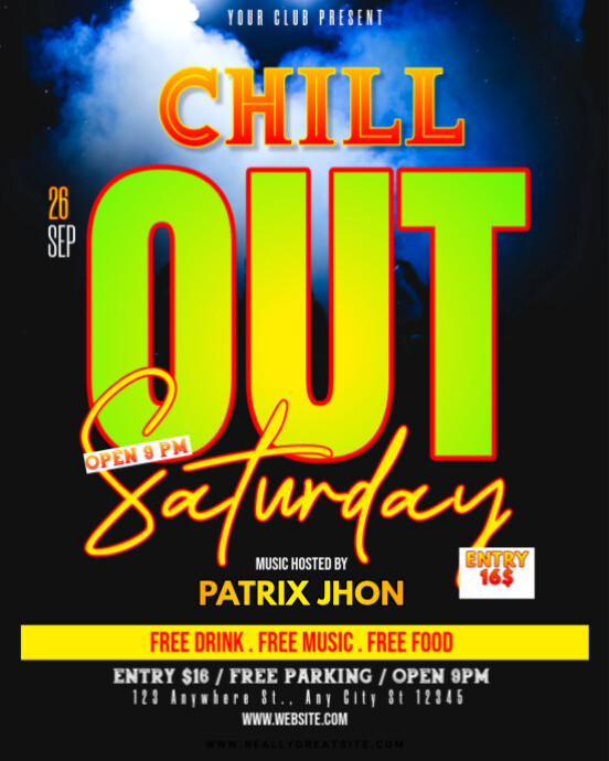 chill out saturday poster Template | PosterMyWall
