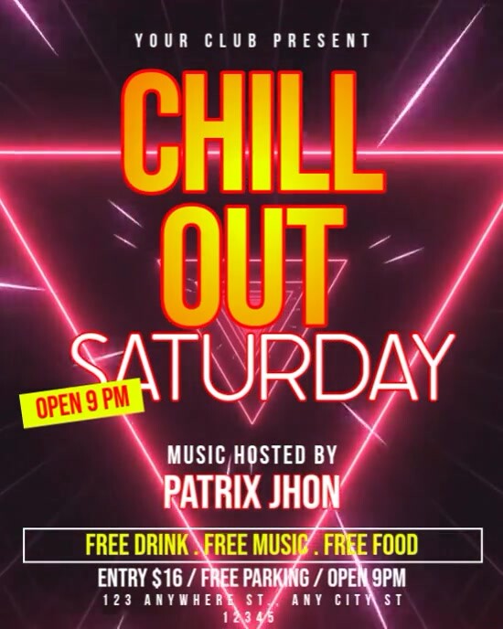 chill out saturday video Template | PosterMyWall
