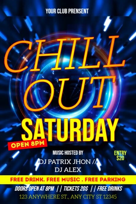 Chill out saturday video Template | PosterMyWall