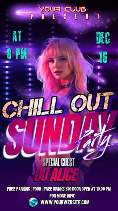 Chill Out Sunday Party Template | PosterMyWall