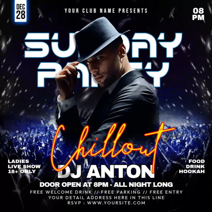 Chill Out Sunday Party Template | PosterMyWall