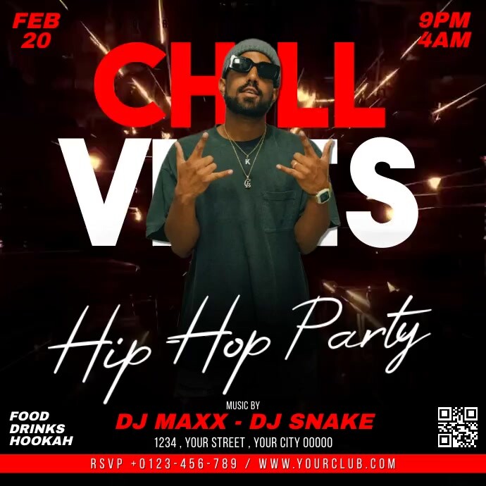 Chill Vibes Hip-Hop Party Template | PosterMyWall