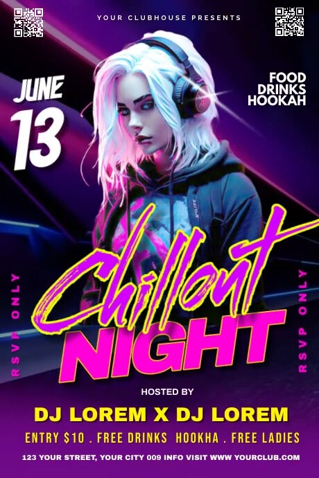 Plantilla de CHILLOUT DRUNK NIGHT | PosterMyWall