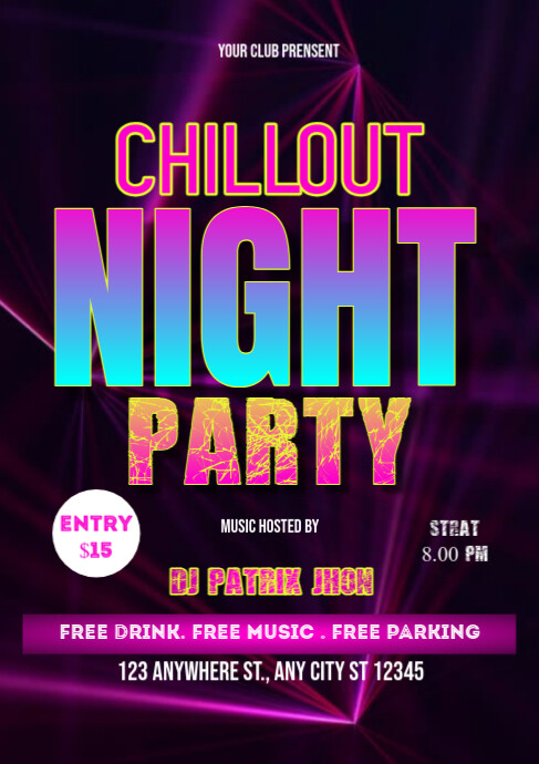 Chillout night party poster Template | PosterMyWall