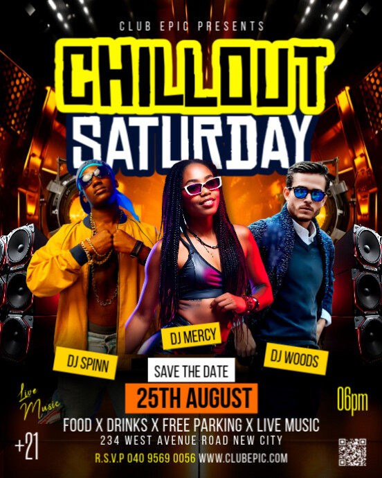 Copy of chillout saturday night club dj artist live music concert ...