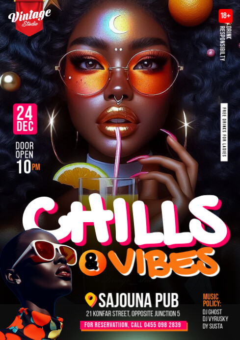 Chills on Vibes Event Party Event Flyer A4 Template | PosterMyWall