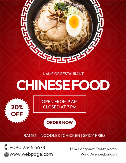 CHINESE FOOD FLYER Template | PosterMyWall