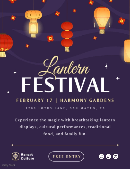 Chinese Lantern Festival Minimal Flyer Image Template | PosterMyWall