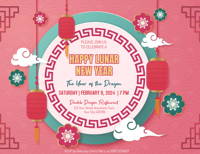 Chinese Lunar New Year Dinner Invite Template | PosterMyWall