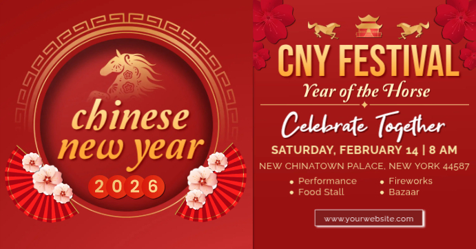 Chinese New Year 2026 CNY Festival Event Poster Year of the Horse ...
