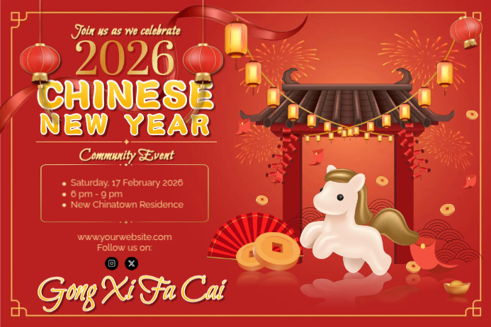 Plantilla de Chinese New Year 2026 Community Event Poster Template ...