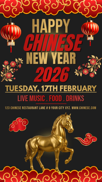 Chinese New Year 2026 Invite Instagram Story Template | PosterMyWall