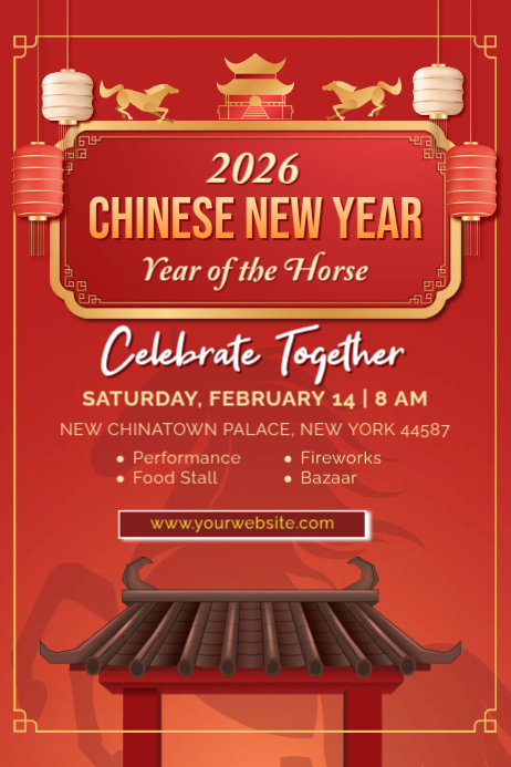 Chinese New Year 2026 Poster Template – Year of the Horse Celebration ...