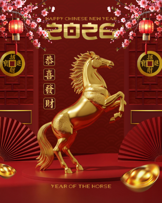 Chinese New Year 2026 Year of The Horse Design Template for Social ...