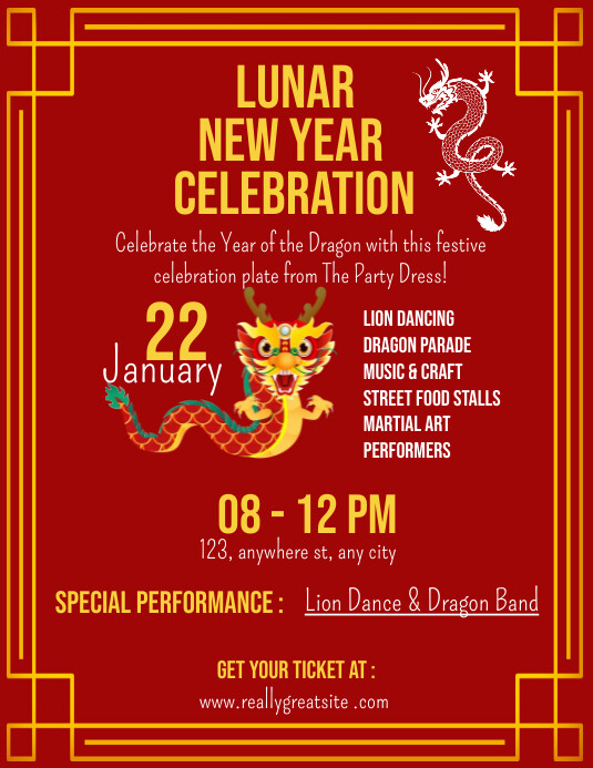 chinese new year celebration flyer template | PosterMyWall