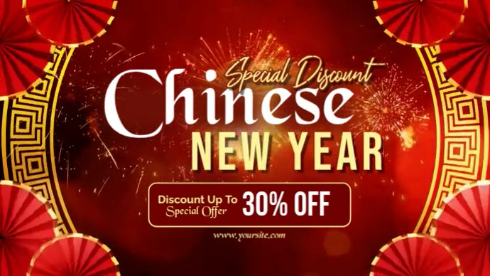 Chinese New Year Discount YouTube Thumbnail Template | PosterMyWall