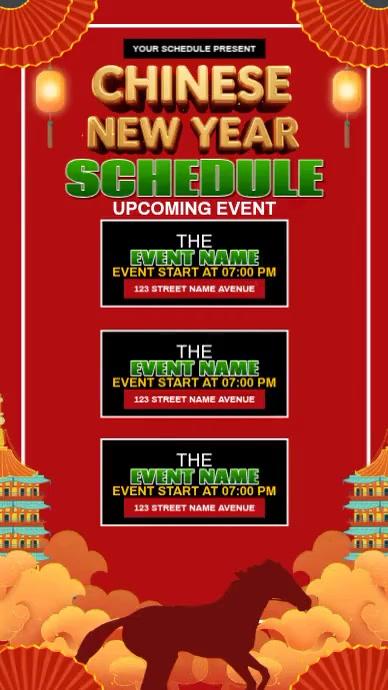 Chinese New Year Event Schedule Template | PosterMyWall