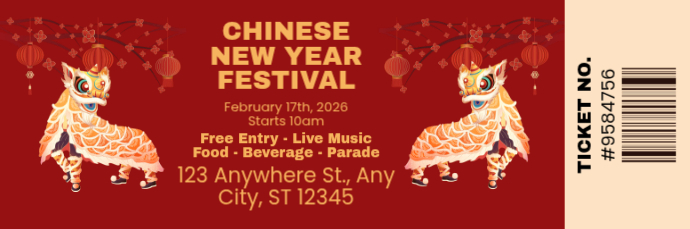 Plantilla de Chinese New Year Festival Ticket Ads | PosterMyWall