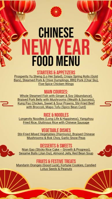 Chinese New Year Food Menu Ads Template | PosterMyWall
