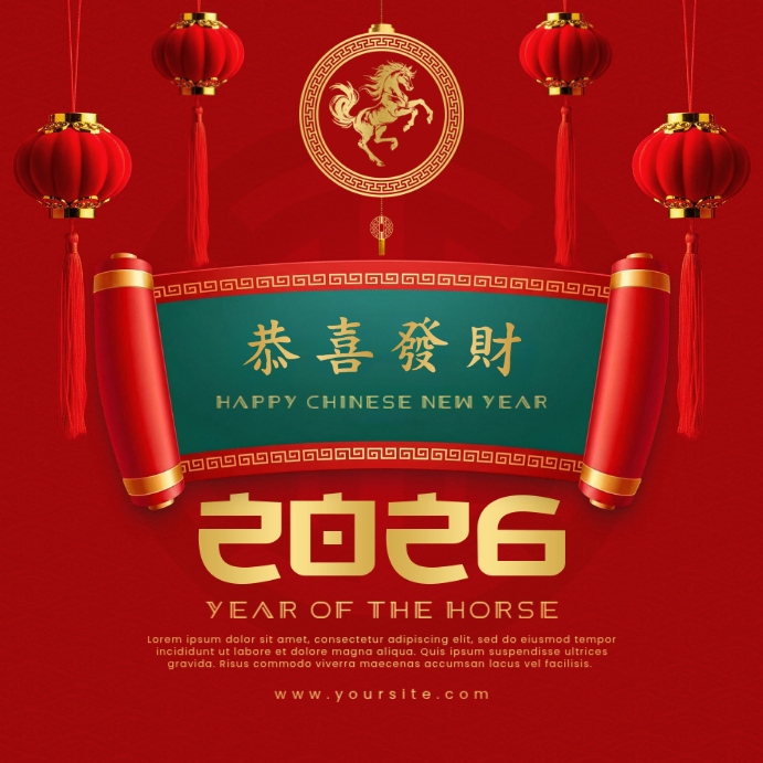 Chinese New Year Greeting Card for Social Media Design Template ...