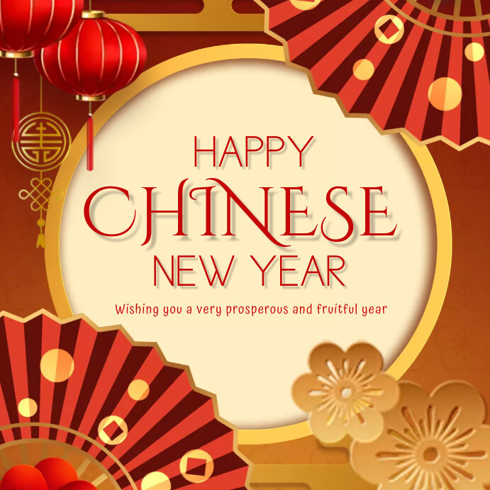 Chinese New Year Greeting Instagram Post Template | PosterMyWall